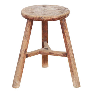 Antique Rustic Chinese Round Stool - Asian - Accent And Garden Stools ...