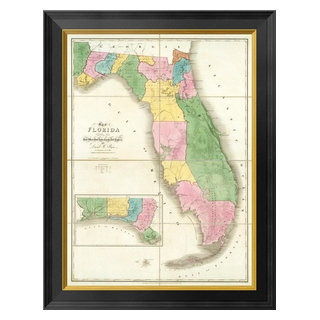 "Map of Florida, 1839" Framed Canvas Giclee by David H. Burr, 16x20 ...