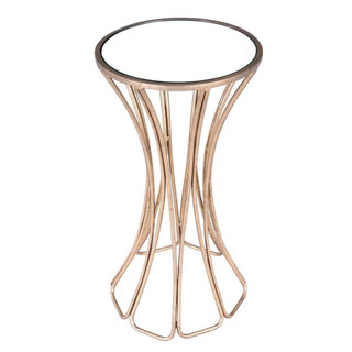 Modern Antique Gold Leaf Side Table with Mirror Top - Contemporary ...