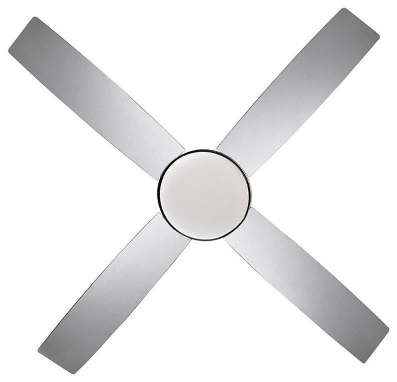 Cali 52-Inch LED Silver Stainless Steel Ceiling Fan in Brushed Nickel ...