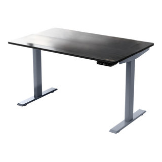 30" Adjustable Black and Gray Stainless Steel Computer Desk ...