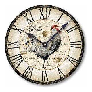 Vintage-Style Country French Chicken Clock - Farmhouse - Wall Clocks ...
