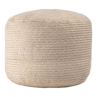 Nuloom Braided Simone Fiber Cable Jute Pouf, Natural - Beach Style - Floor Pillows And Poufs ...