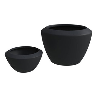 Vessel Series Poly Stone Planter Set in Black - Contemporary - Dining ...