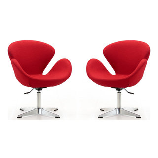 Raspberry Adjustable Swivel Chair, Red and Polished Chrome, Set of 2 ...