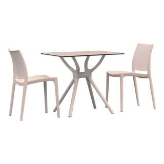 Maya Dining Set With 2 Chairs White - Midcentury - Outdoor Dining Sets ...