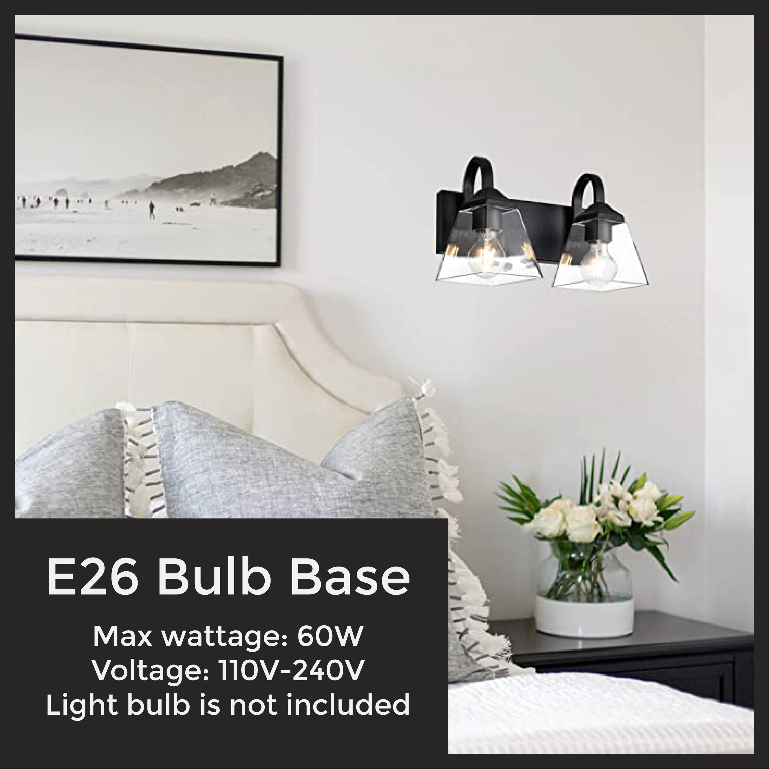 2-Lights lighting fixture for Black on Frame picture light Modern black ...