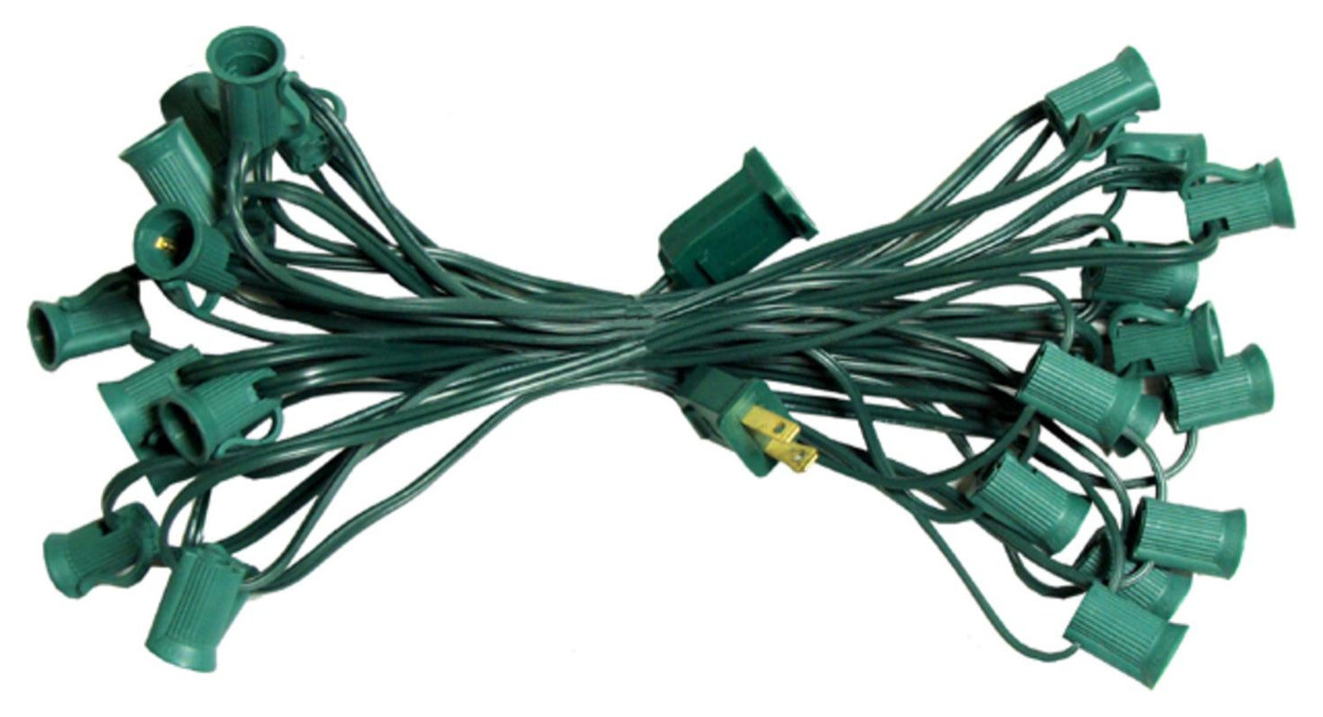 50' Commercial C9 Christmas Light Socket Set, 12" Spacing, 18 Gauge ...