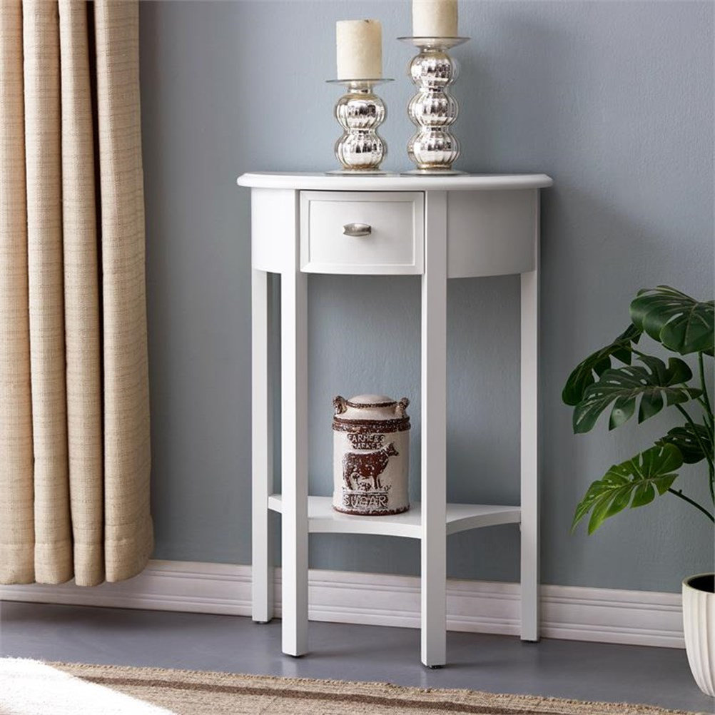 Leick Home Favorite Finds Solid Wood Demilune Hall Stand in Crisp White ...