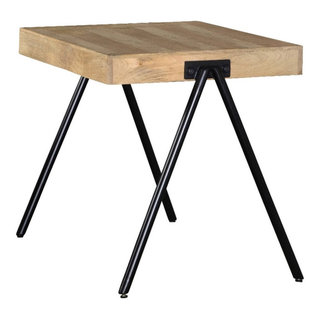 Coaster Contemporary Wood Square End Table with Metal Legs in Natural ...