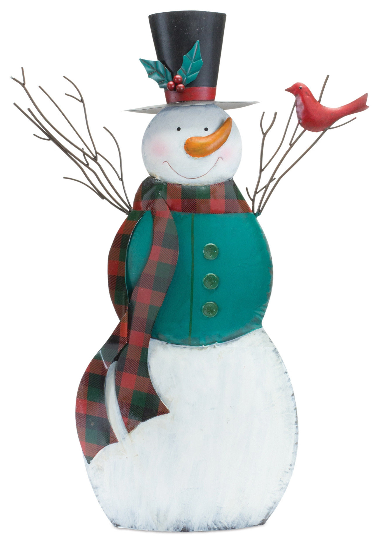 Snowman w/Bird 18.25"L x 26.25"H Iron - Traditional - Holiday Accents ...