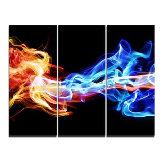 "Red and Blue Smoke" Abstract Digital Canvas Print, 36"x28" 3 Panel ...