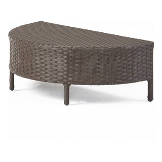 Harper Outdoor Wicker Half-Round Coffee Table - Tropical - Outdoor ...