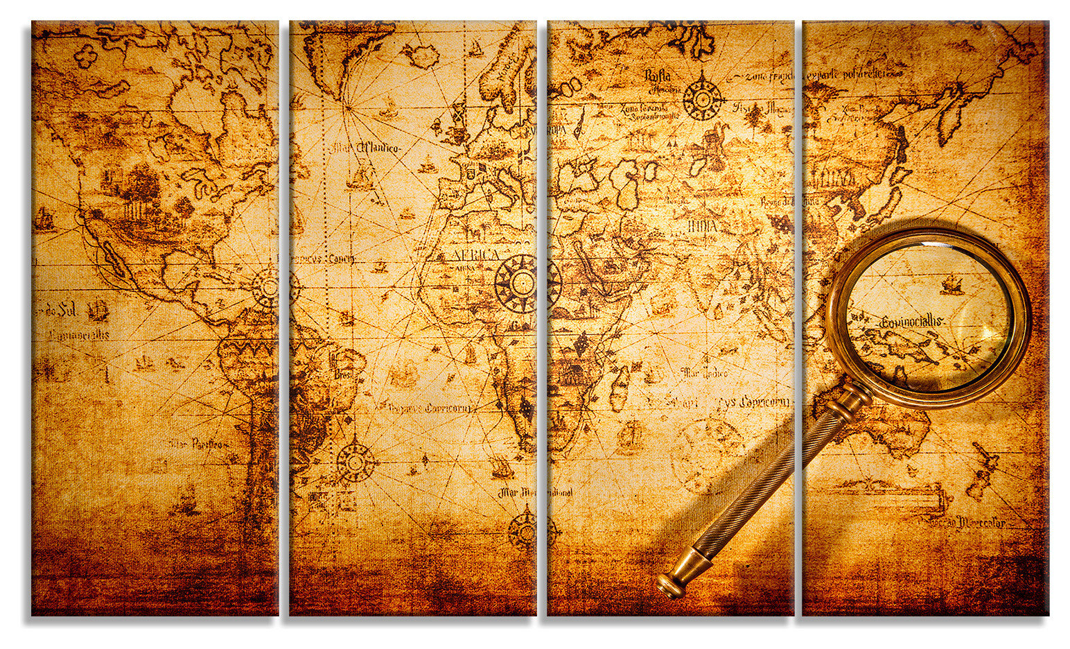 "Magnifying Glass on World Map" Digital Glossy Metal Wall Art, 48"x28 ...