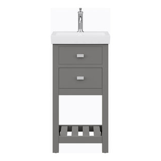 18" Cashmere Grey MDF Single Bowl Ceramics Top Vanity With U Shape ...