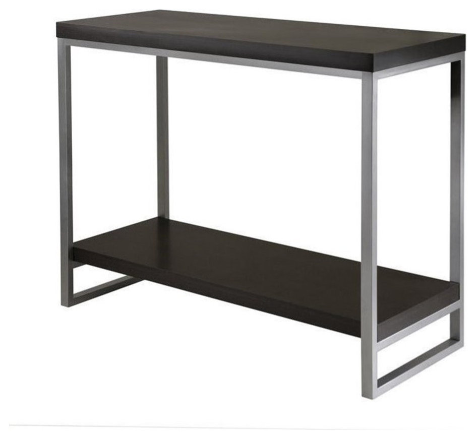 Pemberly Row Modern Wood Console Table Enamel Tube in Espresso ...