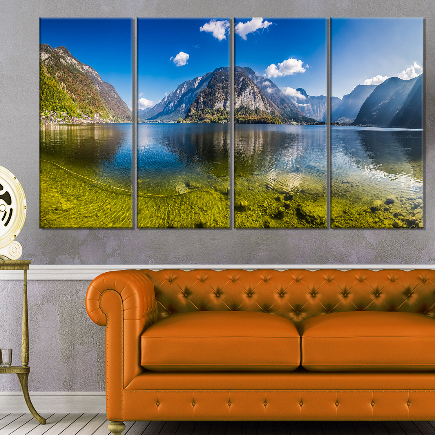 "Crystal Clear Mountain Lake in Alps" Landscape Wall Art, 48"x28 ...