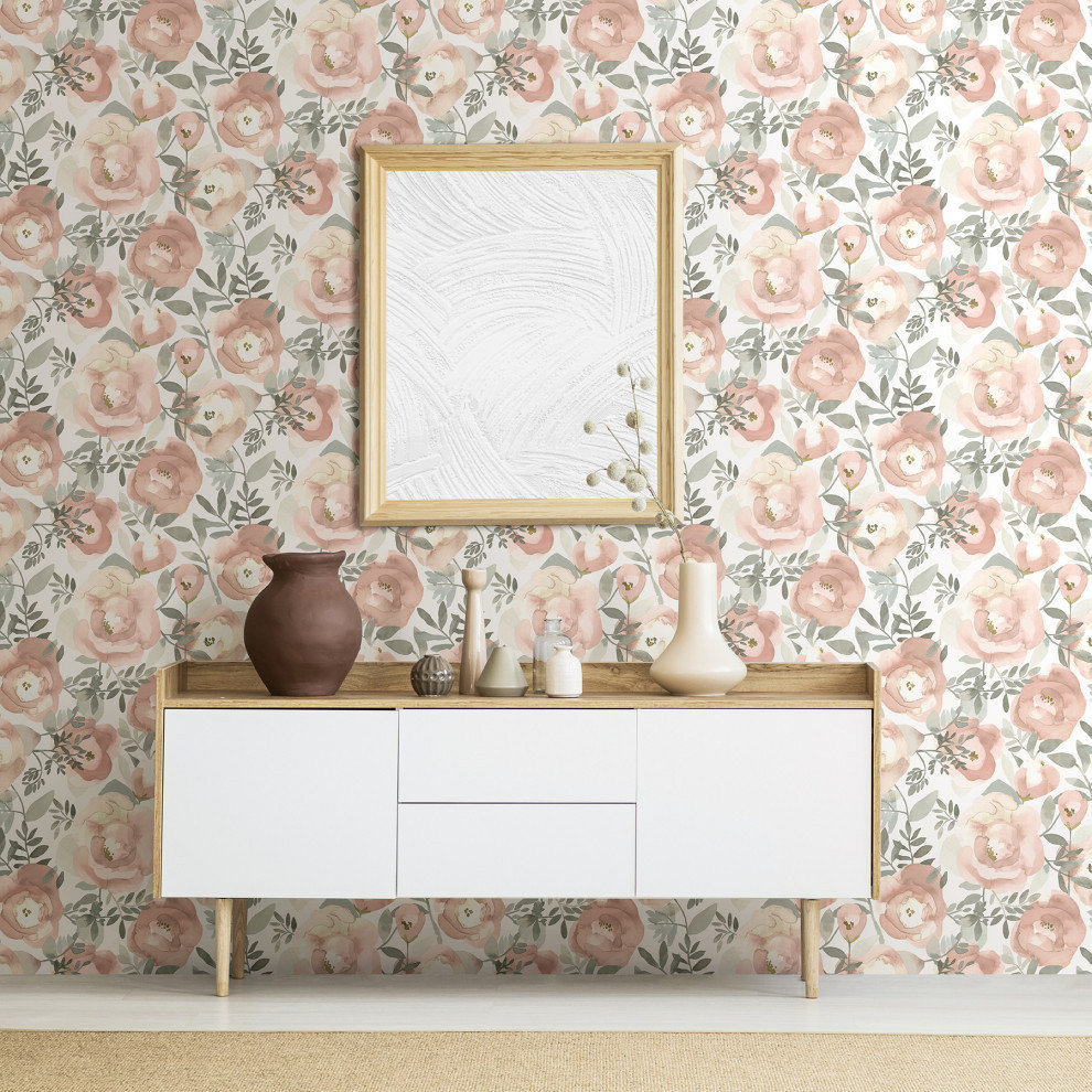 Orla Rose Floral Wallpaper, Sample, Swatch - Contemporary - Wallpaper ...