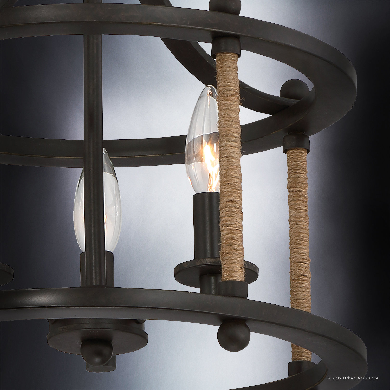 Luxury Rustic Bronze and Rope Ceiling Light, UQL2310, Minneapolis ...