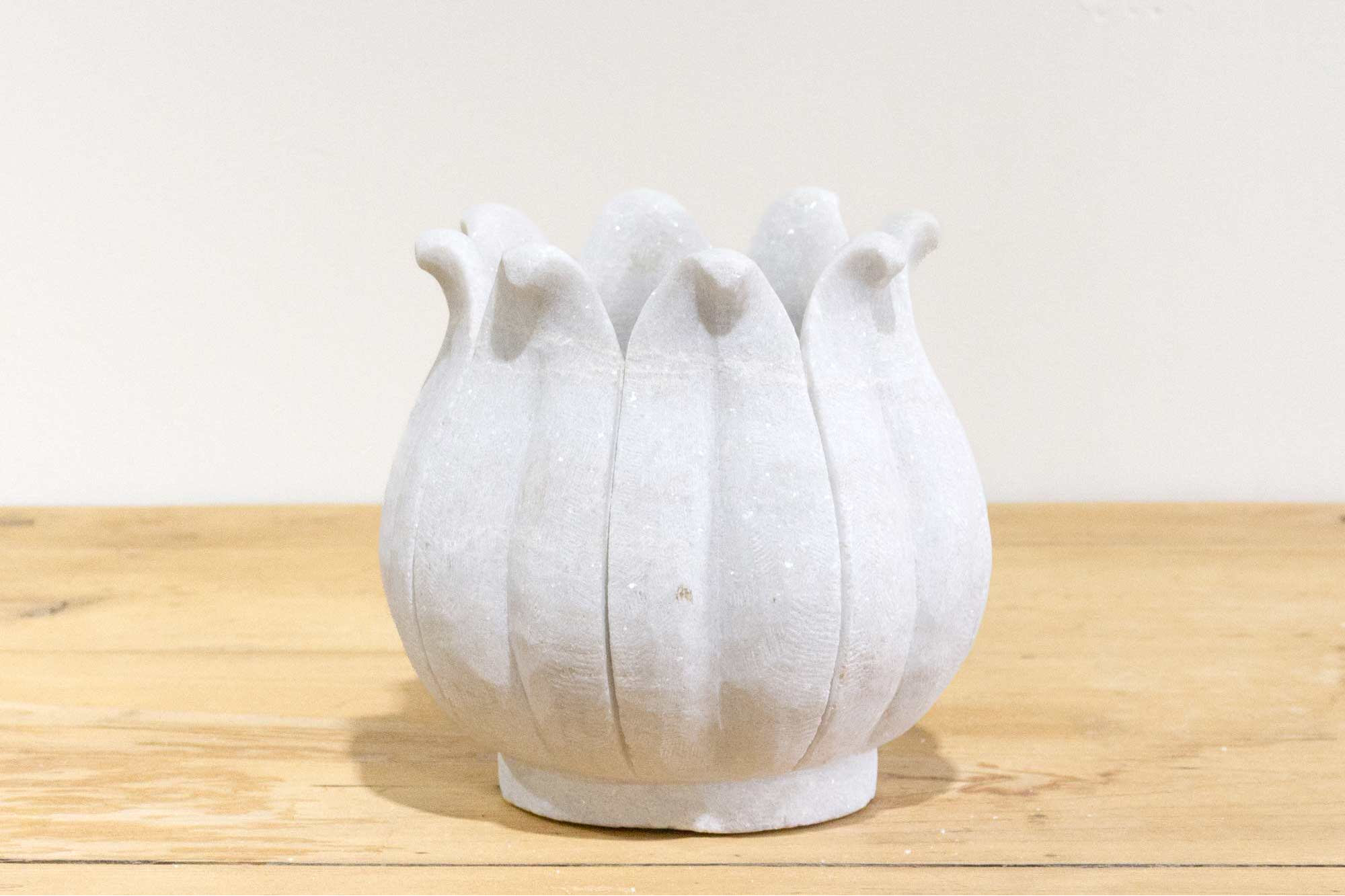 Carved White Marble Lotus Vase-Guru - Asian - Vases - by De-cor | Houzz