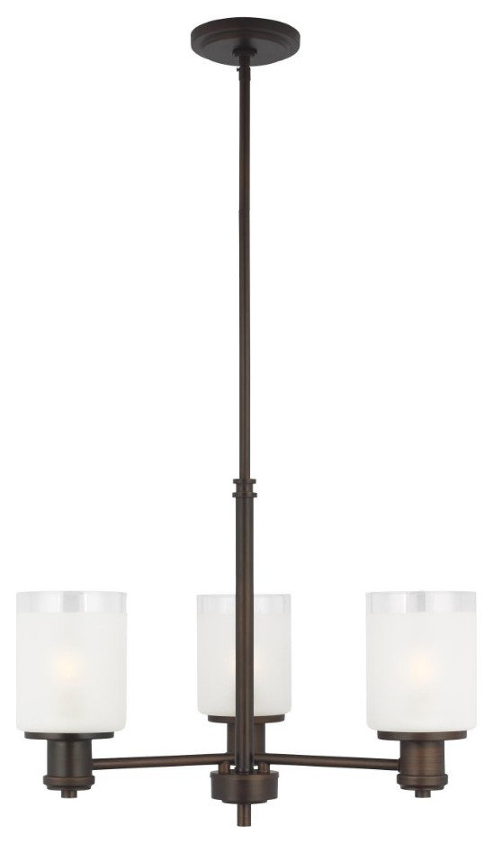 20"27.9W 3 LED Chandelier Burnt Sienna Clear/Satin Etched Glass, Burnt ...