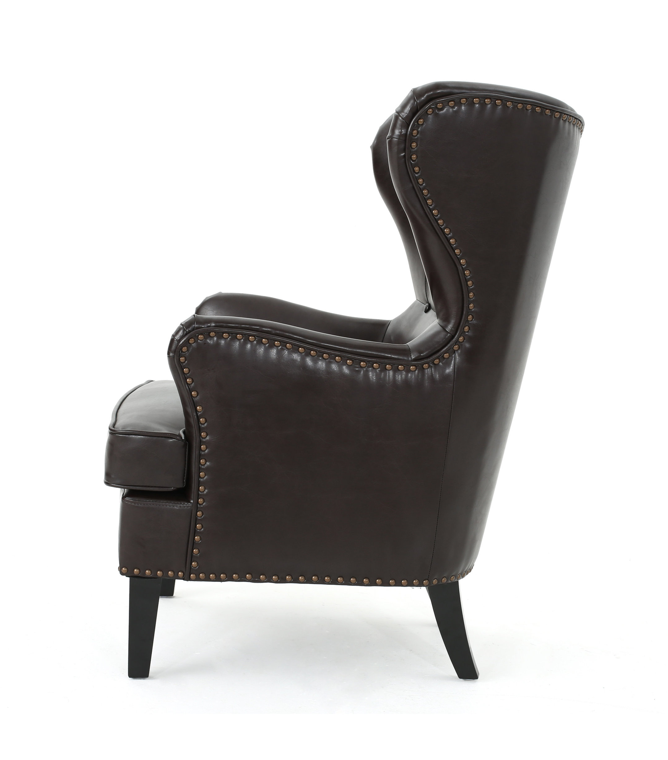 GDF Studio Romford Bonded Leather Wingback Club Chair - Transitional ...