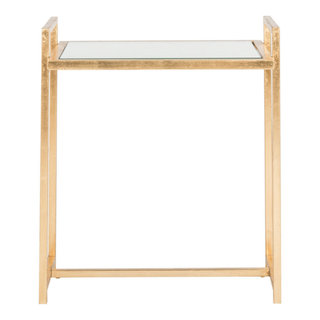 Debbie Mirror Top Gold Leaf End Table Antique Gold - Contemporary ...