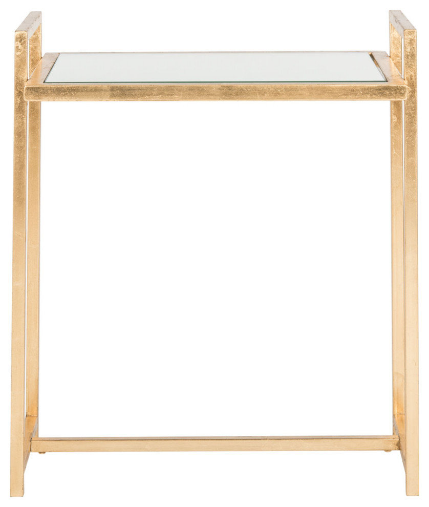 Debbie Mirror Top Gold Leaf End Table Antique Gold - Contemporary ...