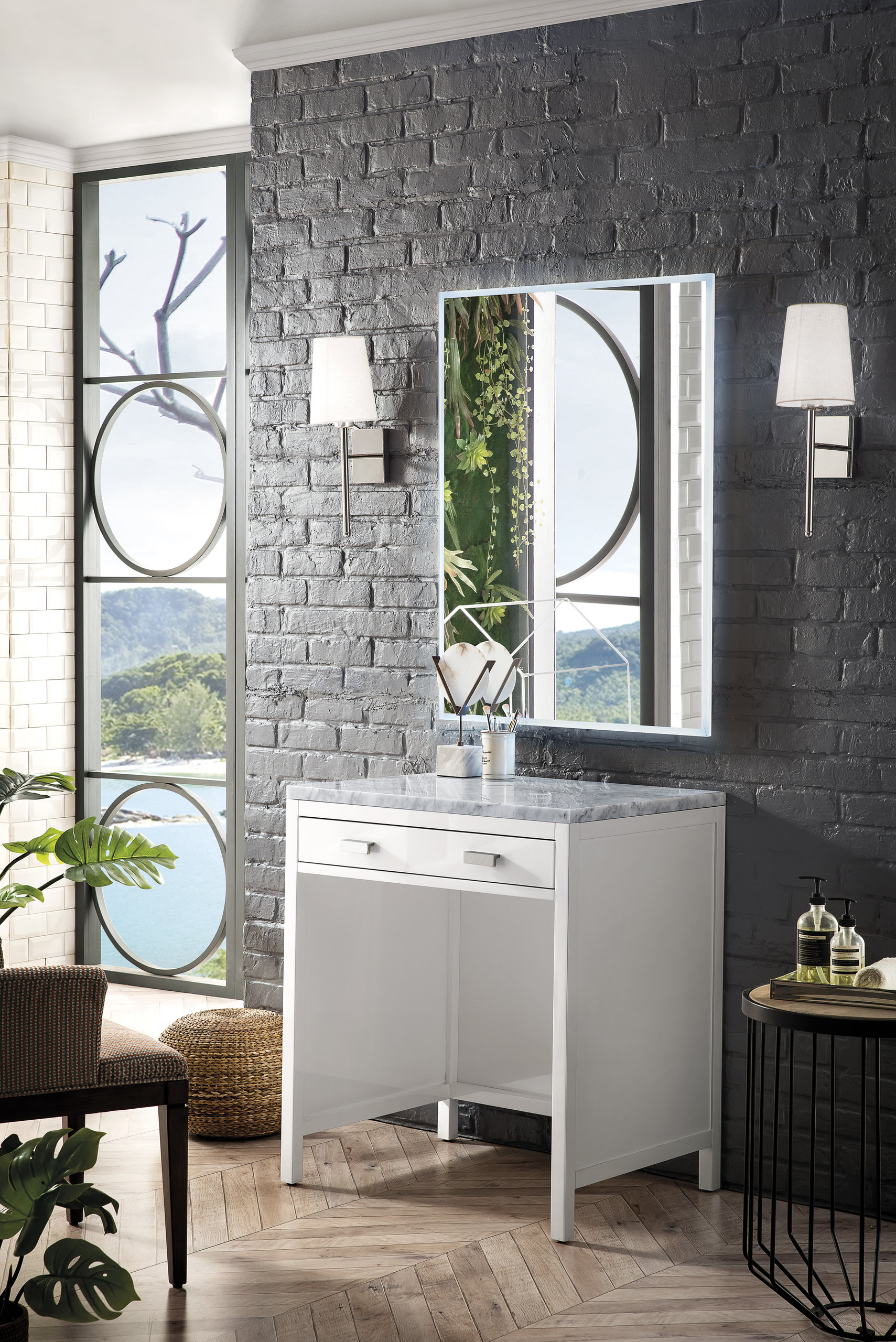 30" Free-standing Countertop Unit (makeup Counter), White Carrara ...