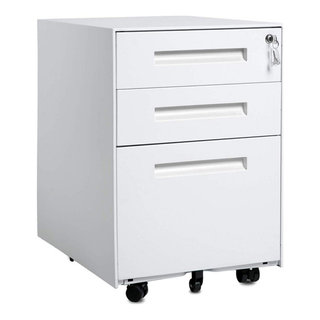 3 Drawer Mobile Metal File Cabinet With Lock And Keys White ...