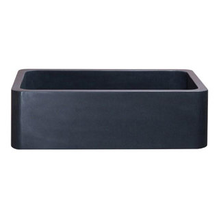 Allstone KF362010SB-NLP 36" Black Lava Straight Single Bowl Stone ...