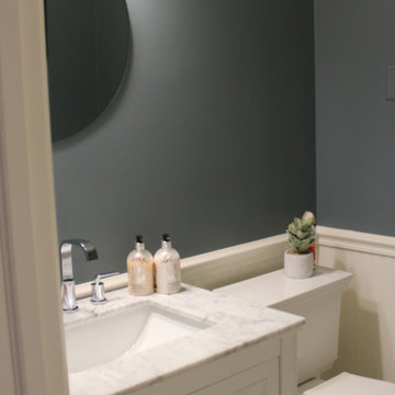 75 Wainscoting Powder Room with Blue Walls Ideas You'll Love - April ...
