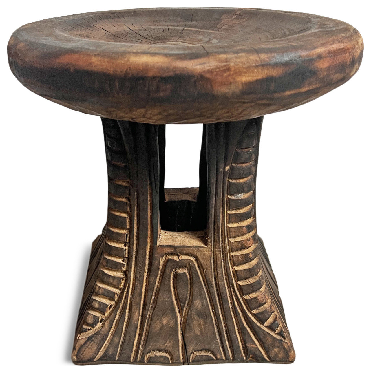 Consigned Bamileke Burn Pedestal Stool 1 - Southwestern - Side Tables ...