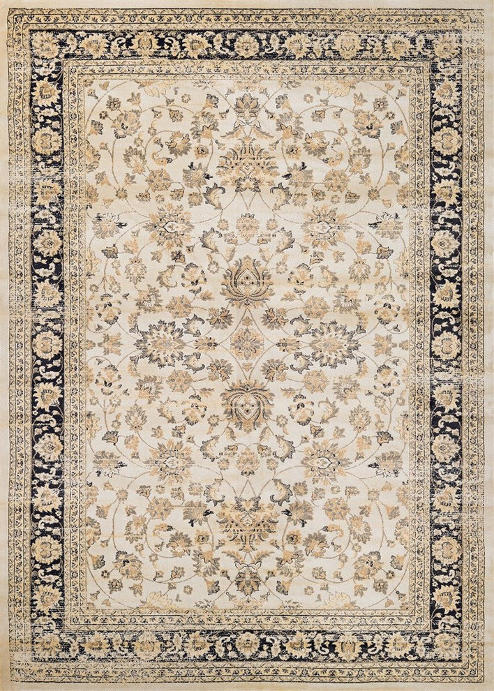 Couristan Zahara Area Rug, Oatmeal/Black, 5'3"x7'6" - Traditional ...