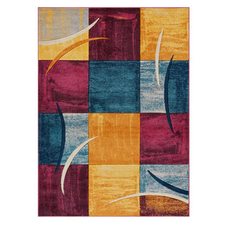Well Woven Ruby Joy Modern Geo Squares Multi Area Rug, 7'10" x 9'10 ...