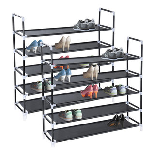 Yescom 2 Pack 5 Tier Metal Shoe Rack 50 Pair Storage Stackable ...
