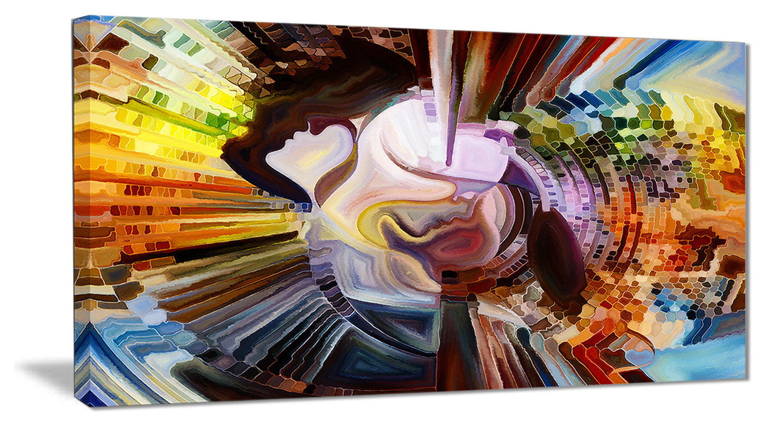 "Layers of Inner Paint" Abstract Canvas Artwork, 40"x20" - Contemporary ...