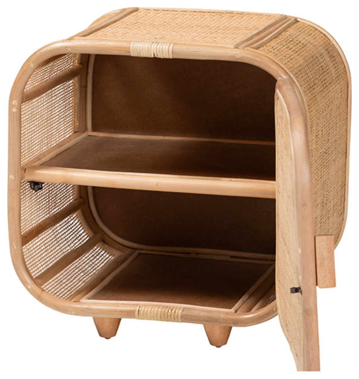 Boho Rattan Wood Nightstand - Tropical - Nightstands And Bedside Tables ...