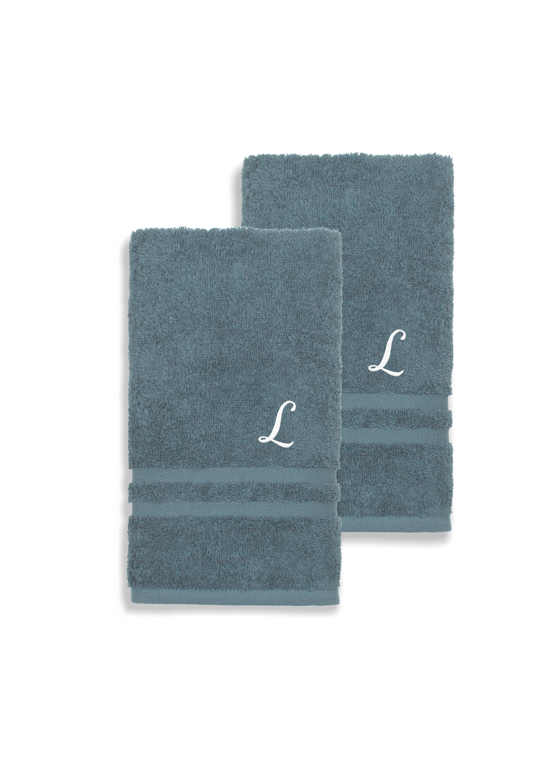 Denzi Hand Towels With Monogrammed Letter, Set of 2, L - Contemporary ...
