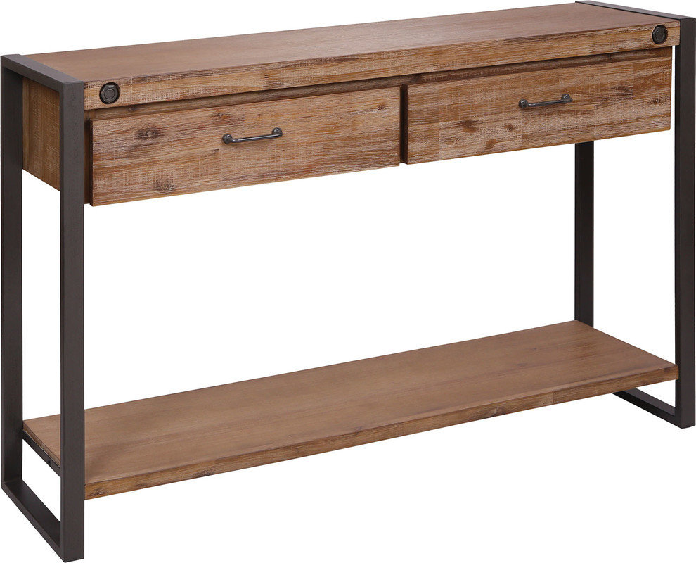 Armour Square Two-Drawer Console Table - Industrial - Console Tables ...