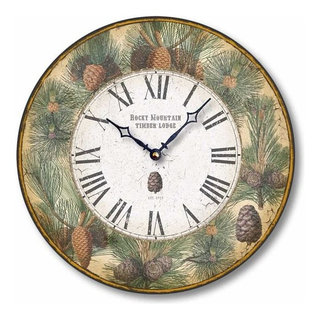 Vintage-Style 12 Inch Western Pine Wall Clock - Rustic - Wall Clocks ...