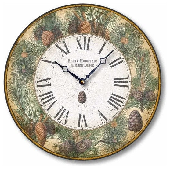 Vintage-Style 12 Inch Western Pine Wall Clock - Rustic - Wall Clocks ...