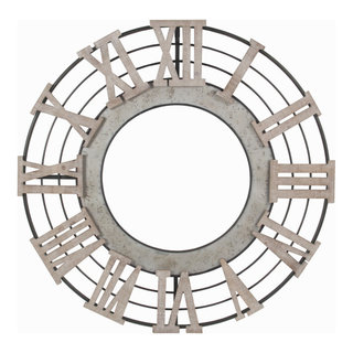 Wooden Round Wall Clock D cor with Roman Numericals, Brown and Black ...