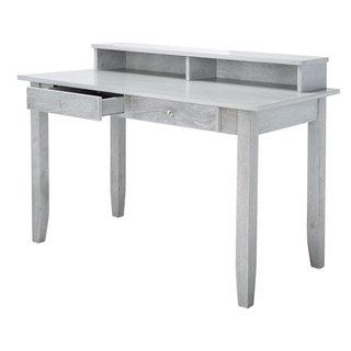 Contemporary Writing Desk with 2 Drawers and Open Storage for Office ...