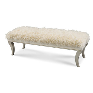 AICO Michael Amini Hollywood Swank Platinum Faux Sheepskin Bed Bench ...