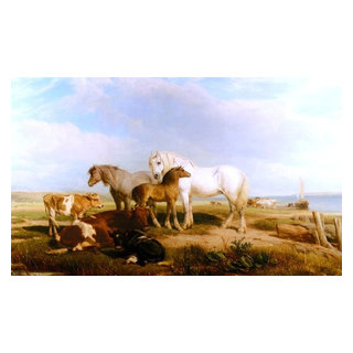 Henry Willis RWS Horses And Cattle On The Shore Wall Decal, 18x27 ...