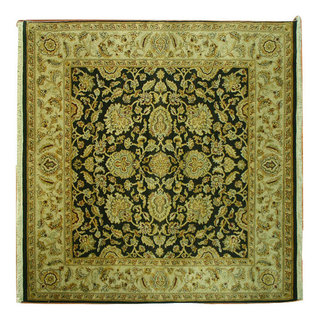 Hand-Knotted Black Agra Design Oriental Rug, 6x6' Square, 6x6' Square ...