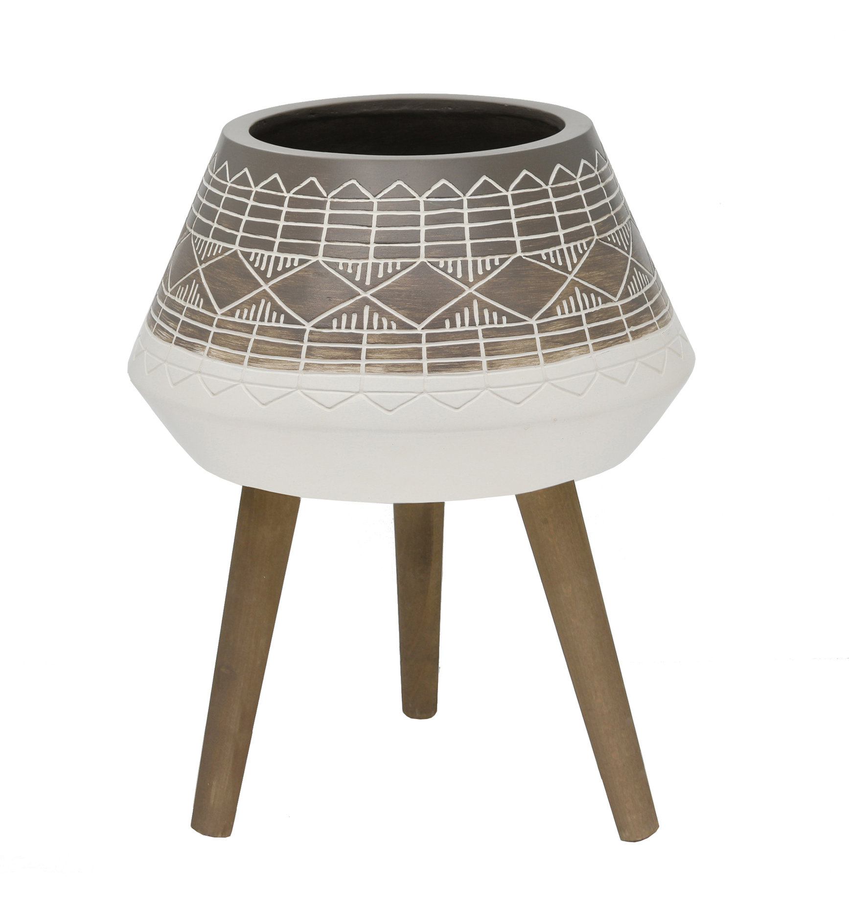 18" Fiberglass Pot On Stand - Midcentury - Indoor Pots And Planters ...
