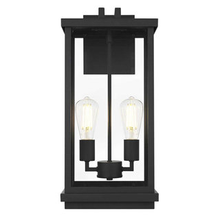 Theodore 2 Light Outdoor Wall Light, Black - Midcentury - Outdoor Wall ...