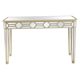 Gold Trimmed Mirrored Console Table - Contemporary - Console Tables ...